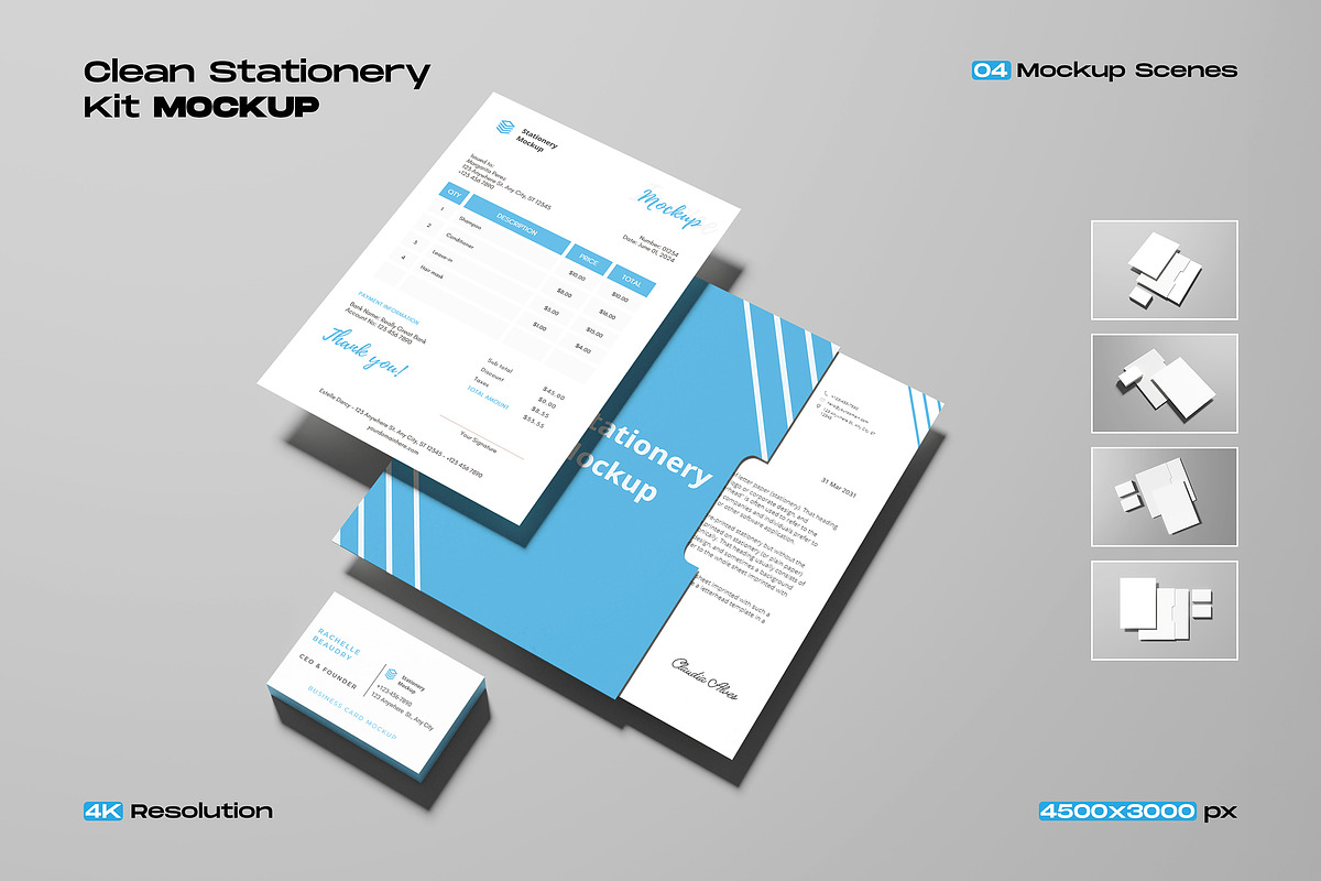 Clean Stationery Kit Mockup