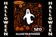 120 Halloween illustrations clipart