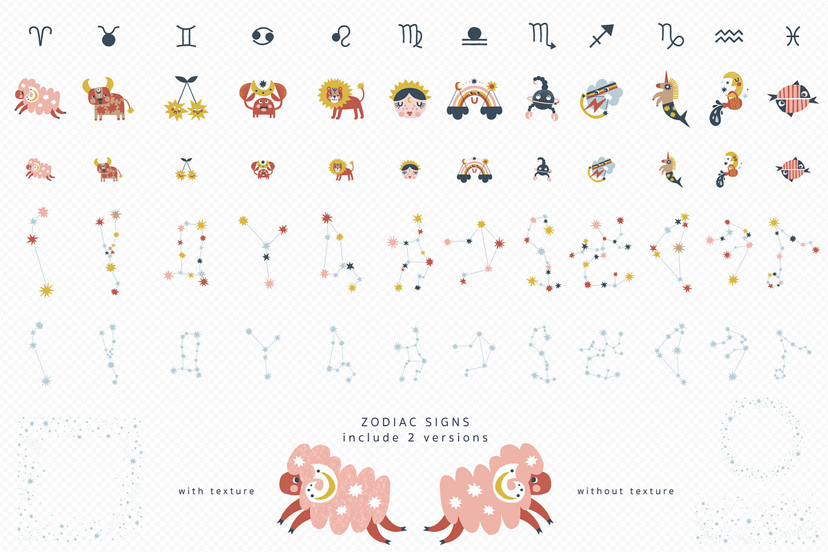Baby Zodiac Sign clipart pattern, an Illustration by @olga.angelloz