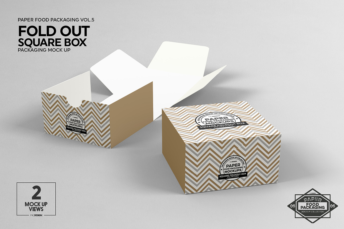 Square Fold Out Box Packaging Mockup, a Cups & Container Mockup by ...
