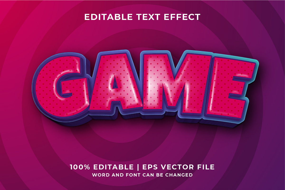 Game 3d Cute Text Effect, a Brushes & More by Hasbi Creative | Creative ...