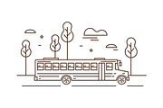 School bus line art, a Decorative Illustration by Good Studio