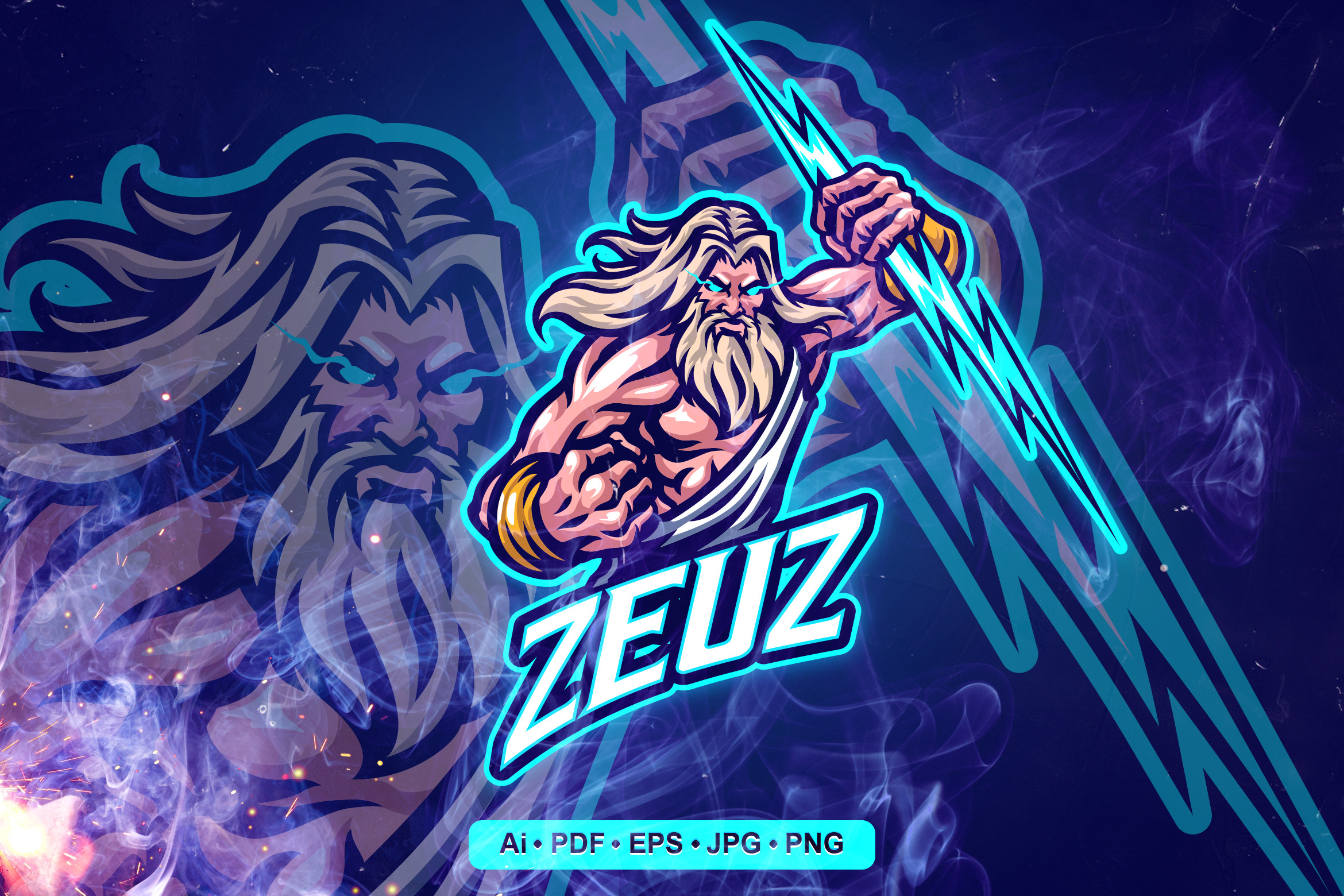 Zeus eSport Mascot Logo Template, a Branding & Logo Template by GRVS Studio