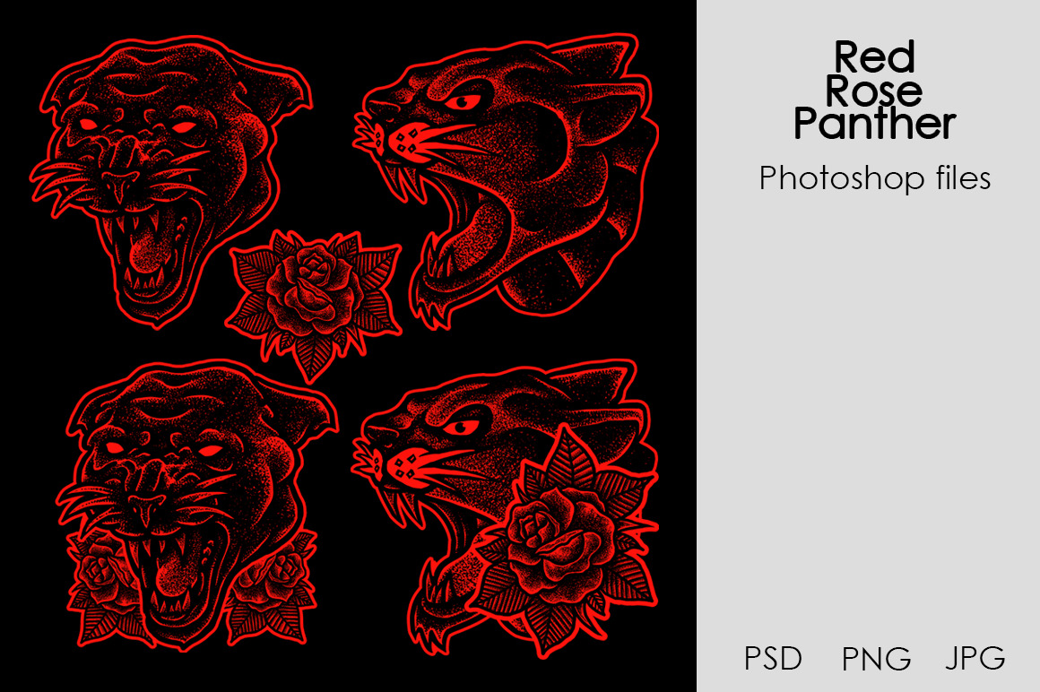 Rose Red Panther | T-shirt designs | Animal Illustrations ~ Creative Market