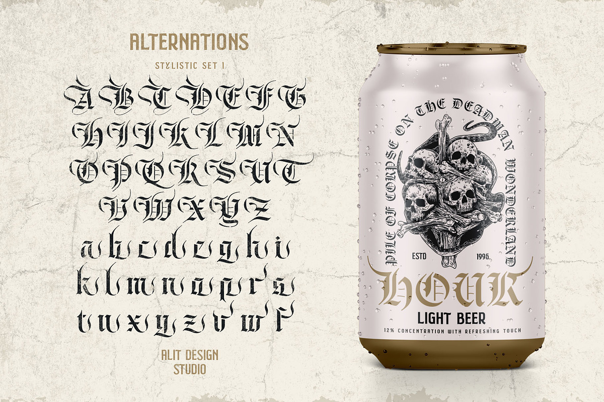 Braysilk Typeface, a Blackletter Font by alit design