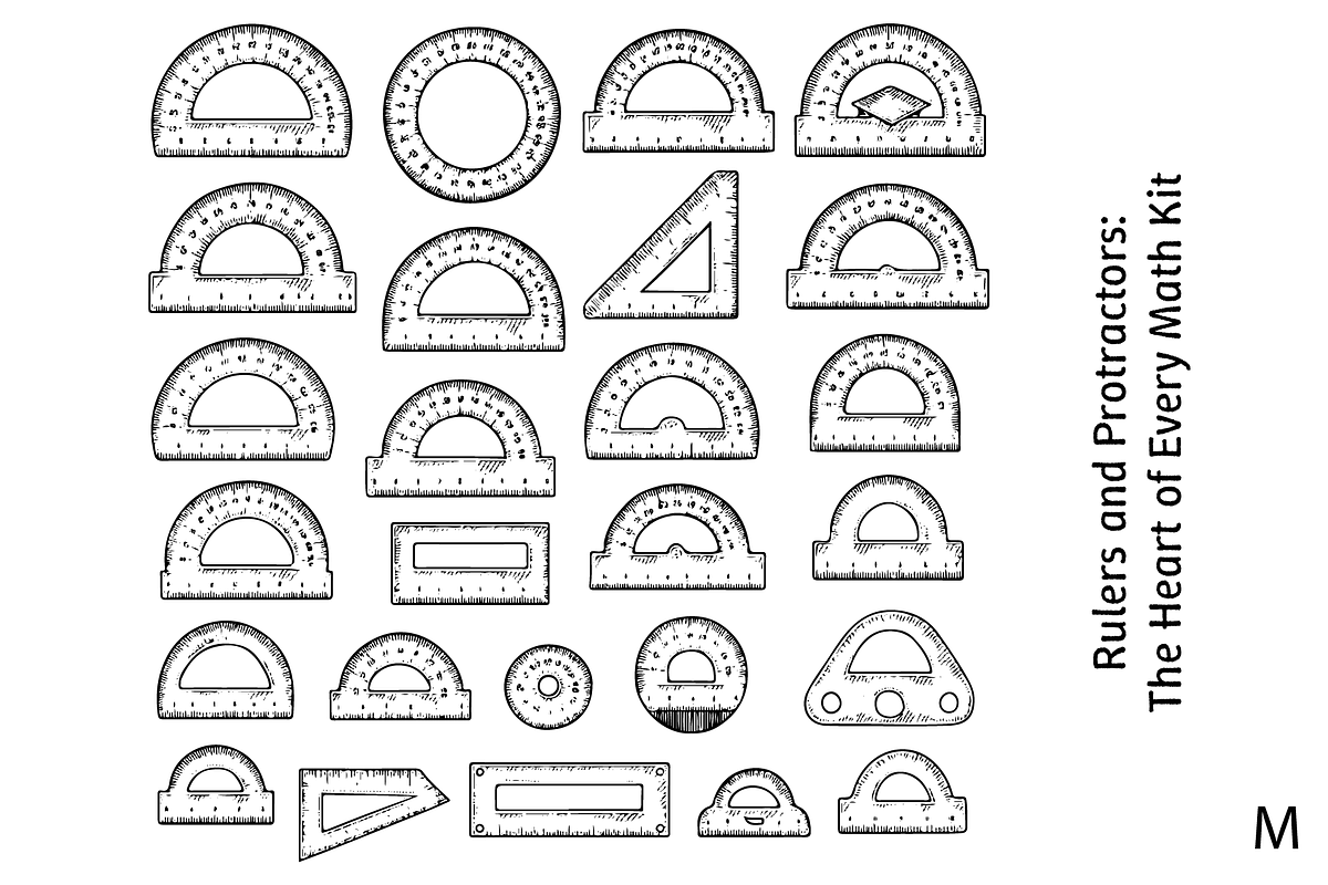 Rulers and Protractors Sketch Set, an Object Graphic by Sempu