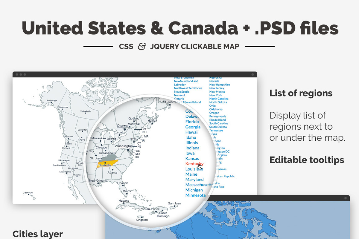 Map of the United States & Canada, a Templates & Theme by Popardowski