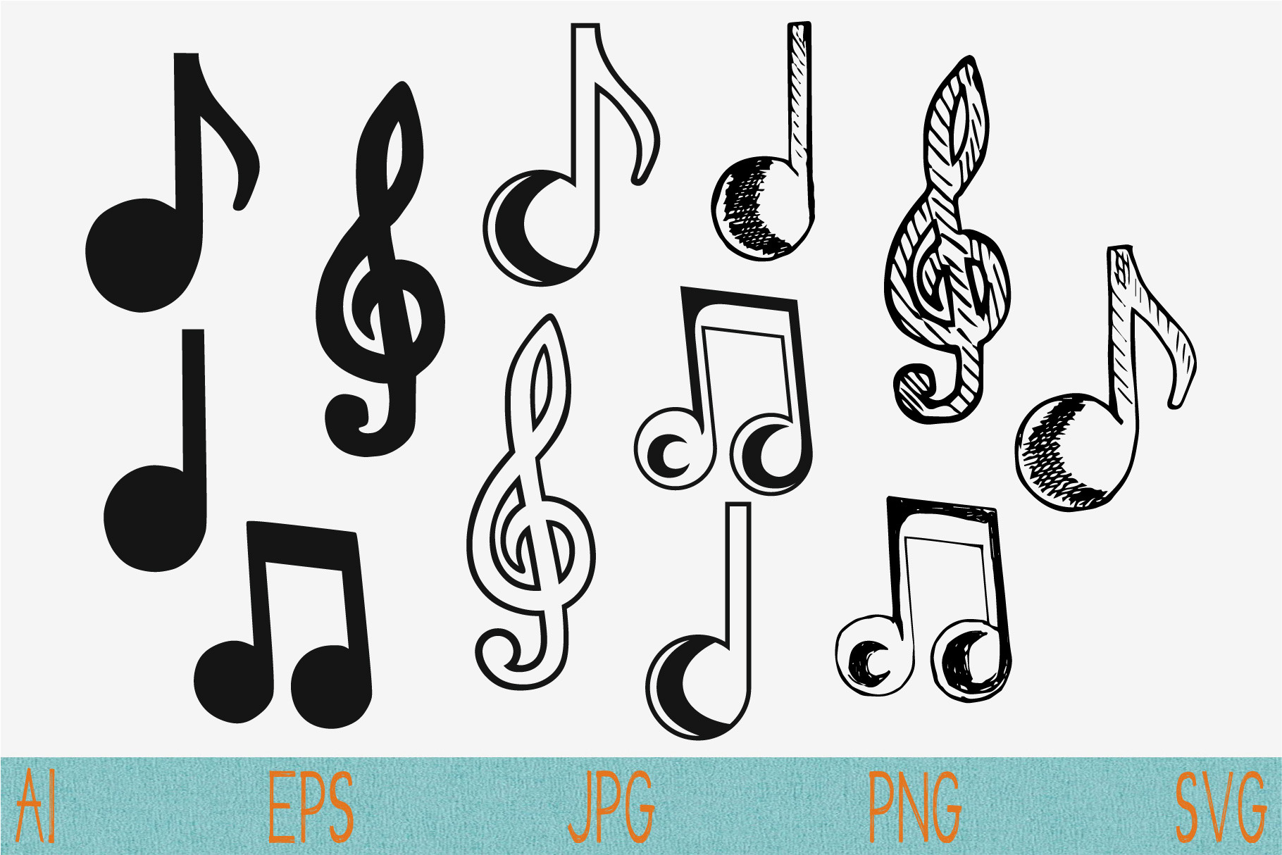 music musical notes set vector svg, an Icon by FileVectorSVG