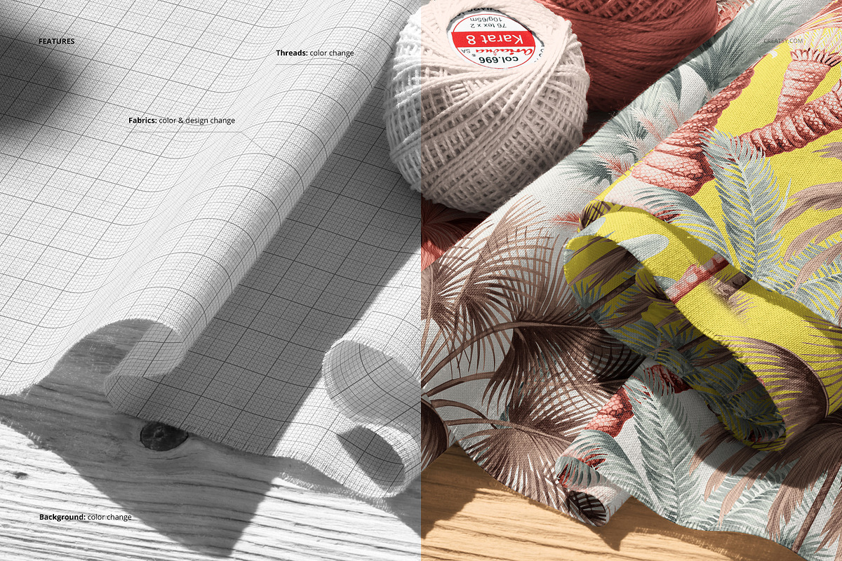 Cotton Fabrics Crochet Mockup, a Merchandise Mockup by creatsy5