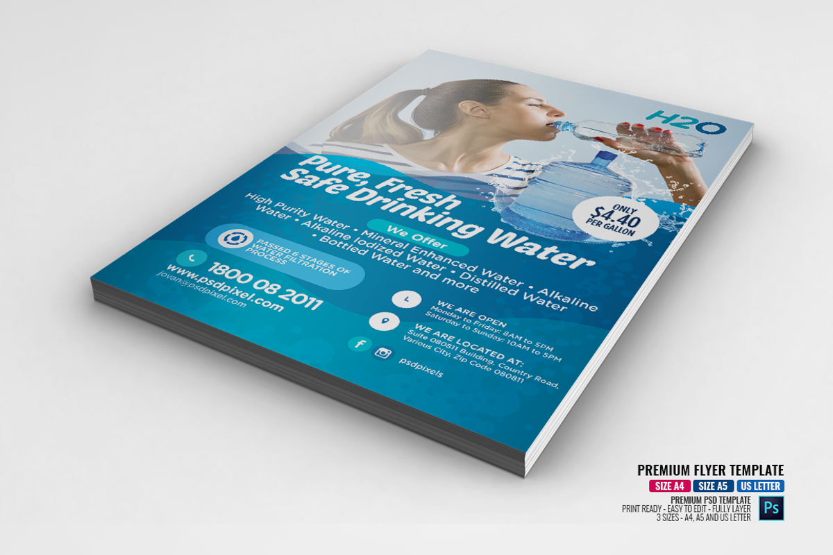 Water Company Promotional Flyer, a Flyer Template by PSDPixel