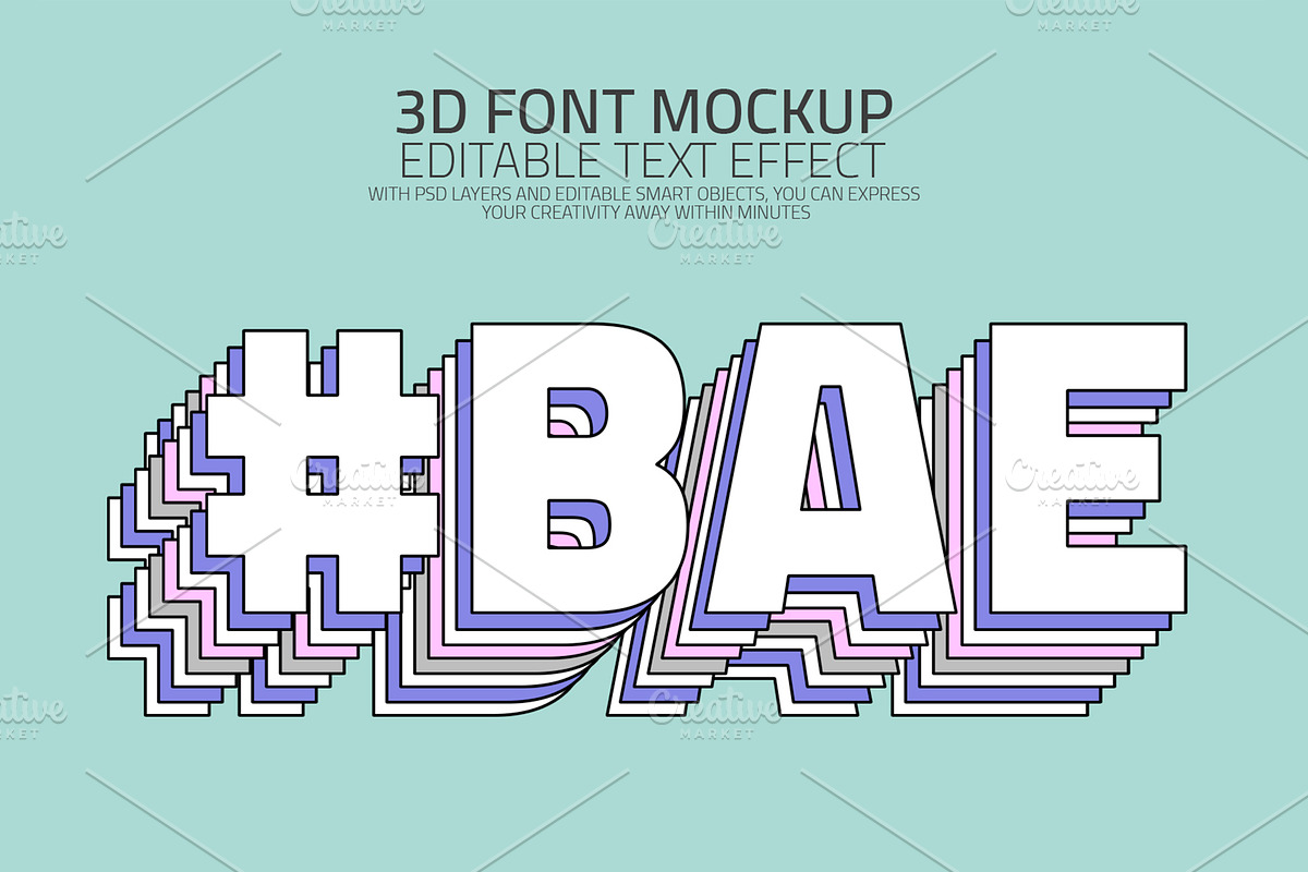 Layered text effect template mockup, a Print Template by rawpixel