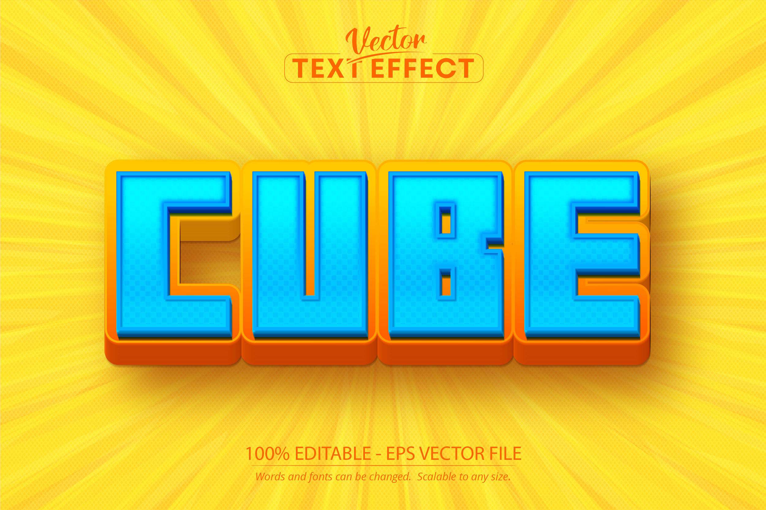 Cube text effect, cartoon editable, a Brushes & More by designvectx ...
