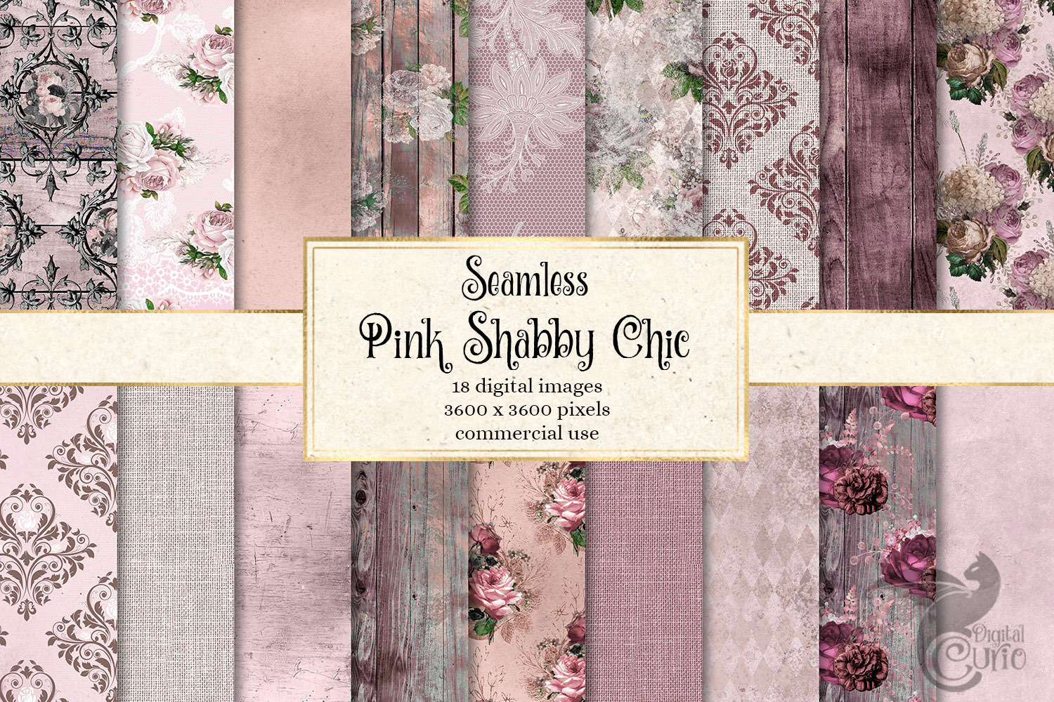 Pink Shabby Chic Digital Paper, a Texture Graphic by Digital Curio