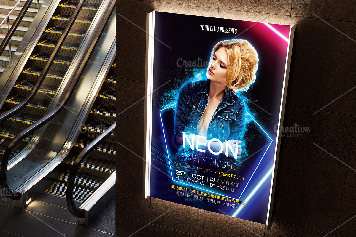 Neon Flyer Template, a Flyer Template by Basez Flyers