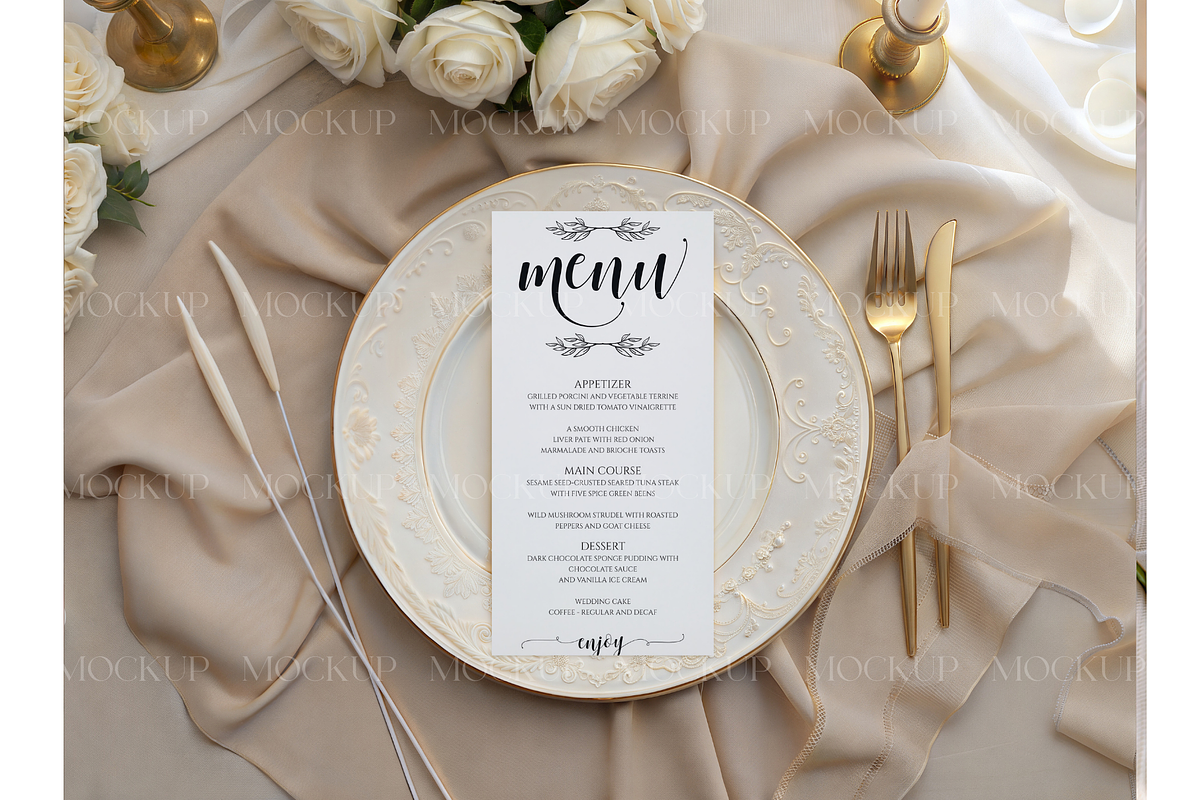 4x8 Elegant Wedding Menu Mockup, a Product Mockup by MockupWizard