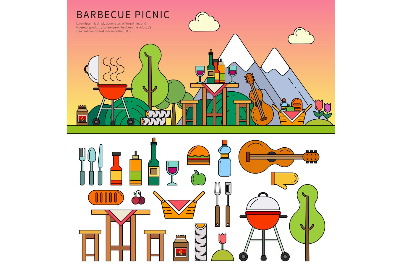 Different equipment for picnic, an Object Graphic by Mountain Brothers ...