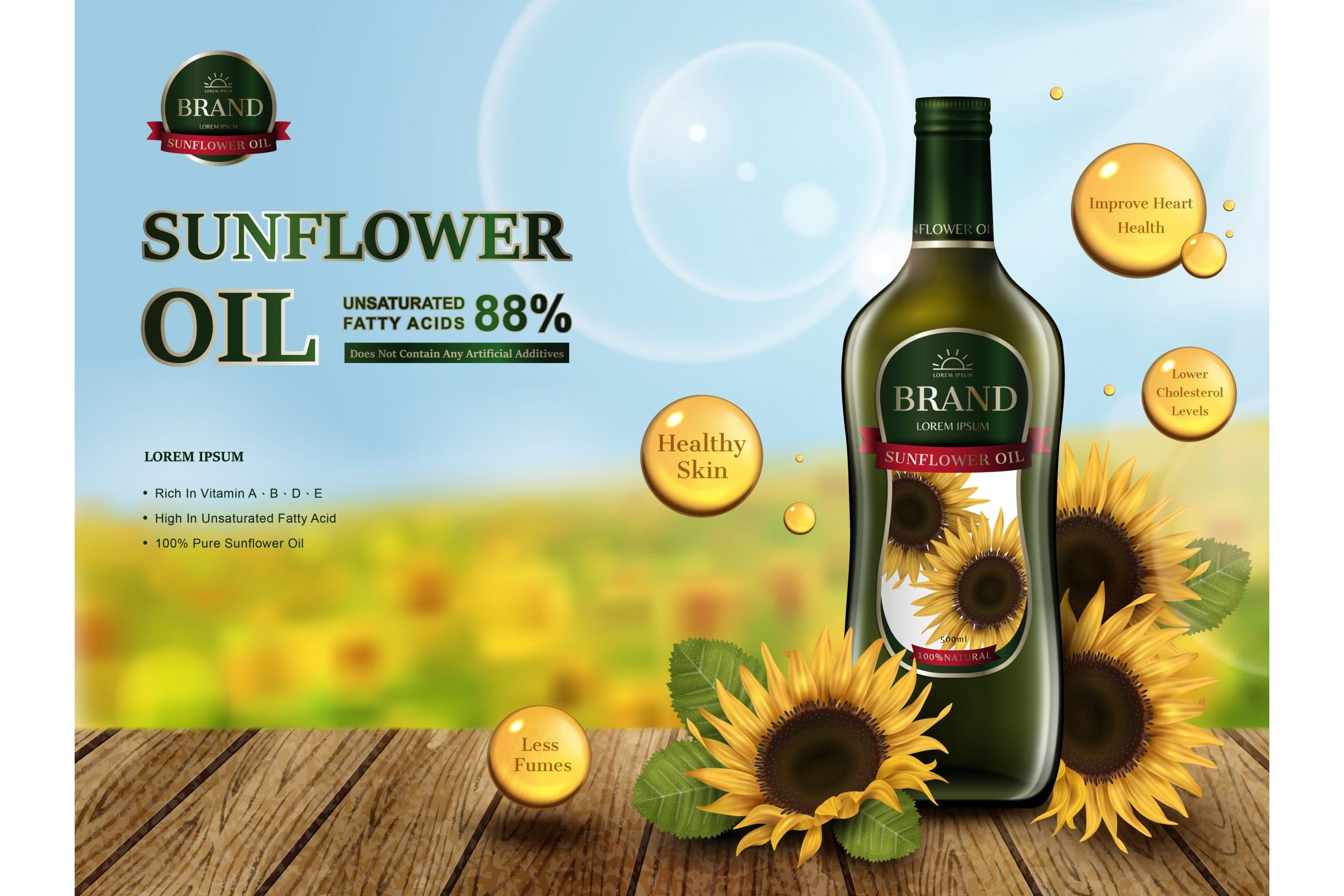 sunflower oil package design | Healthcare Illustrations ~ Creative Market