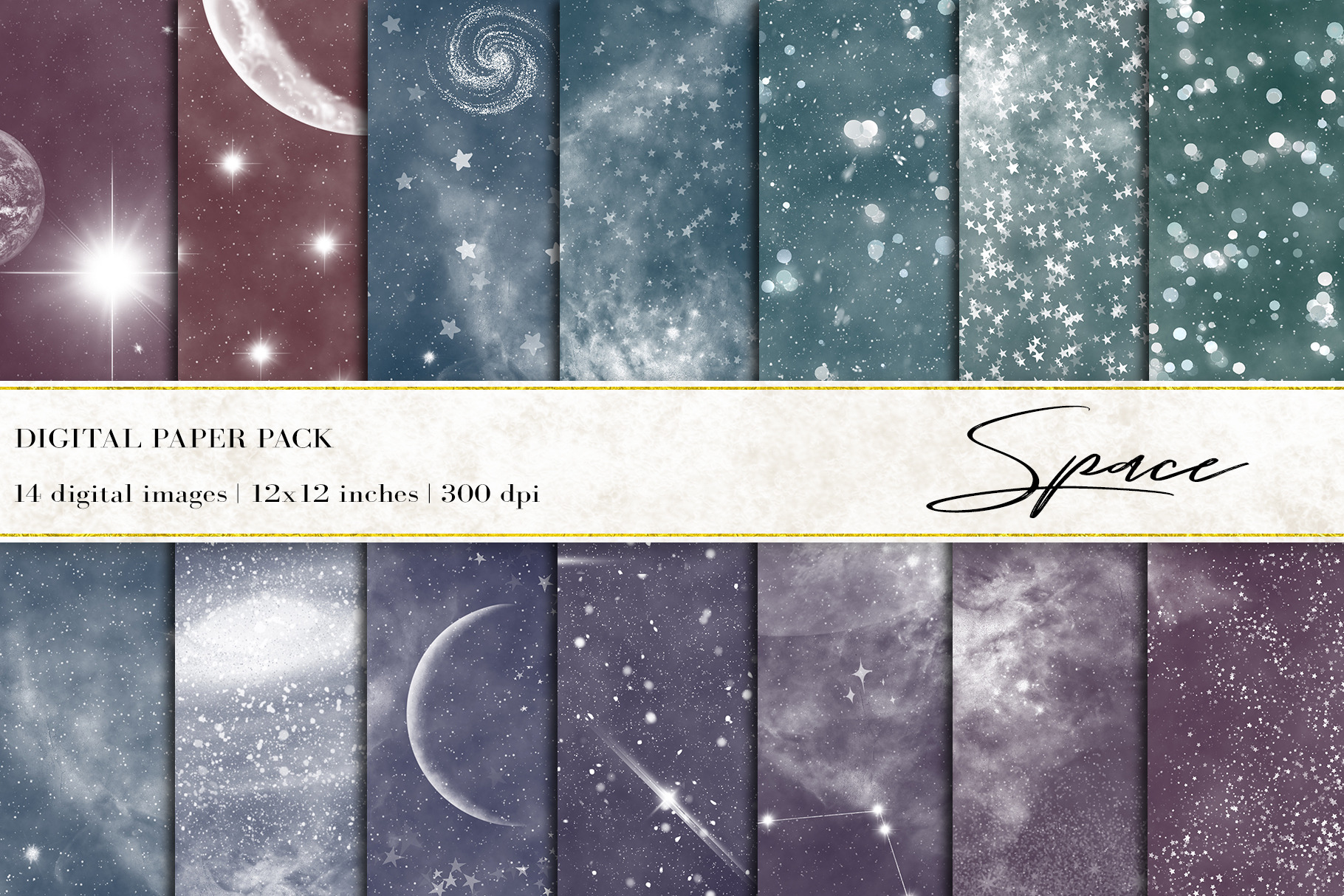 Space Digital Papers, a Texture Graphic by BonaDesigns
