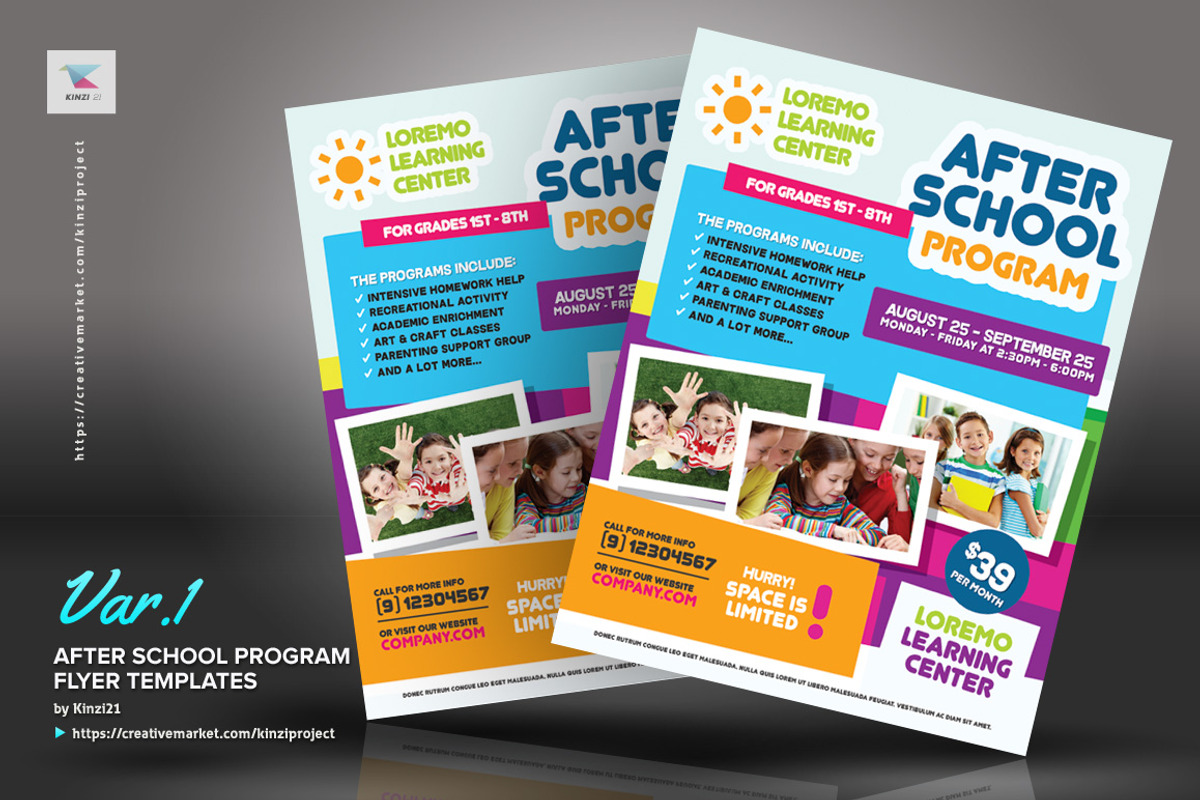 After School Program Flyer Templates, a Flyer Template by kinzi21