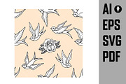 Seamless pattern with swallows | Graphic Patterns ~ Creative Market