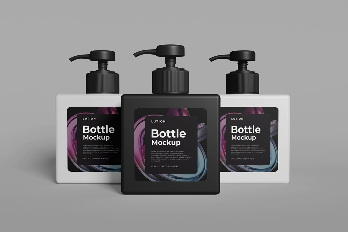 Square Pump Bottle Mockup, a Packaging Mockup by Graphicwindow