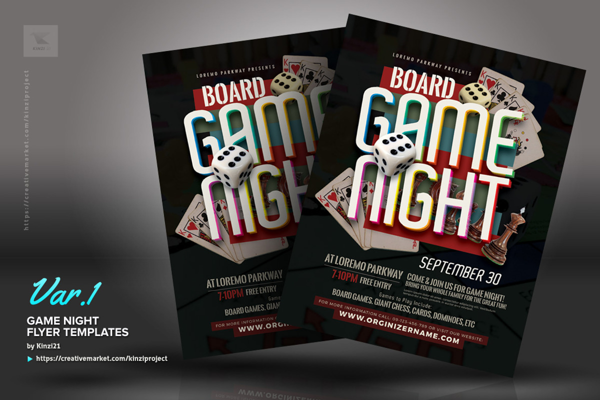 Game Night Flyer Templates, a Flyer Template by kinzi21