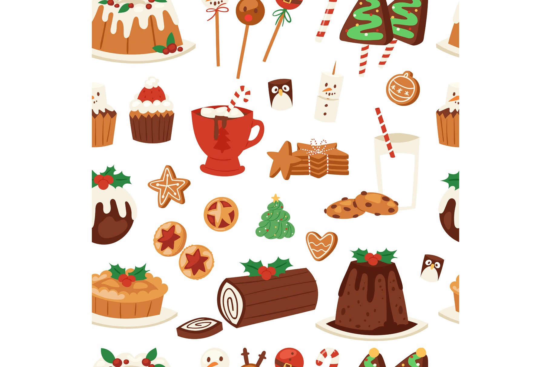 Christmas food vector desserts holiday decoration xmas family diner ...
