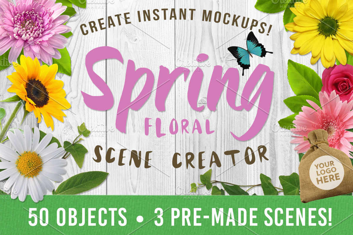 Spring Floral Collage Cutout Creator, a Product Mockup by SkyvaraSupply
