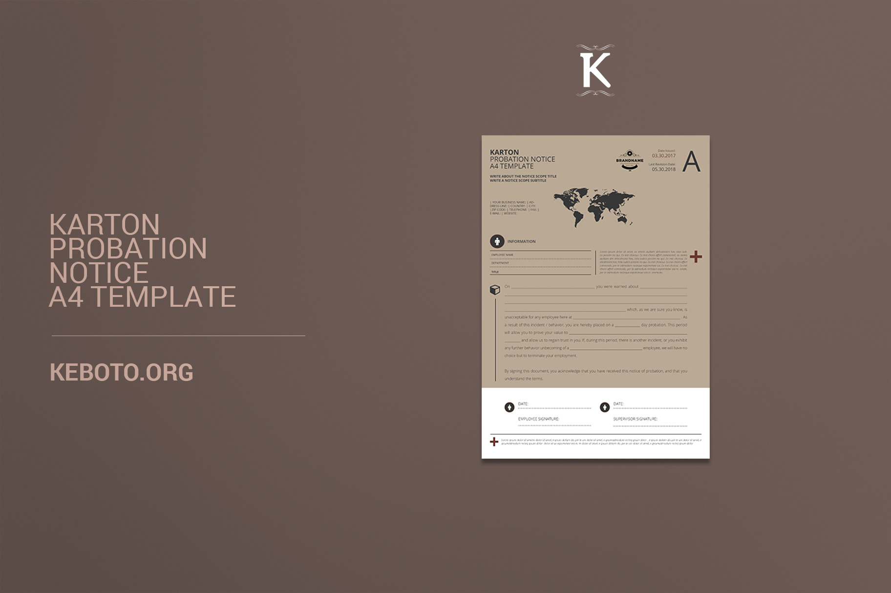 Karton Probation Notice A4 Template, a Templates & Theme by Keboto ...