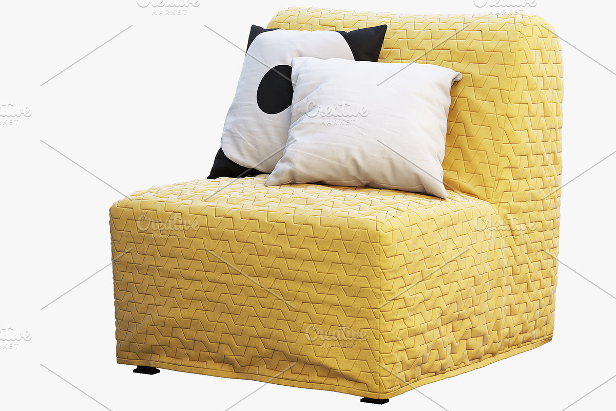 Chair-bed with pillows 3d model, a Furniture 3D Model by 3dmitruk