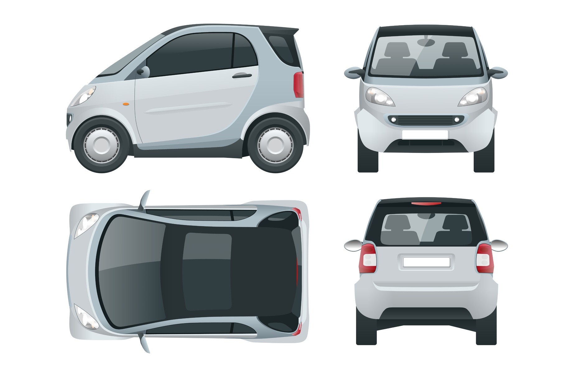 Vector compact small car. Small Compact Hybrid Vehicle. Eco-friendly hi ...