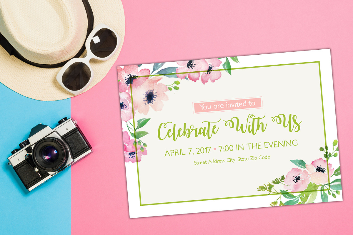 Elegant Flower Celebration Invite, an Invitation Template by BF Studios