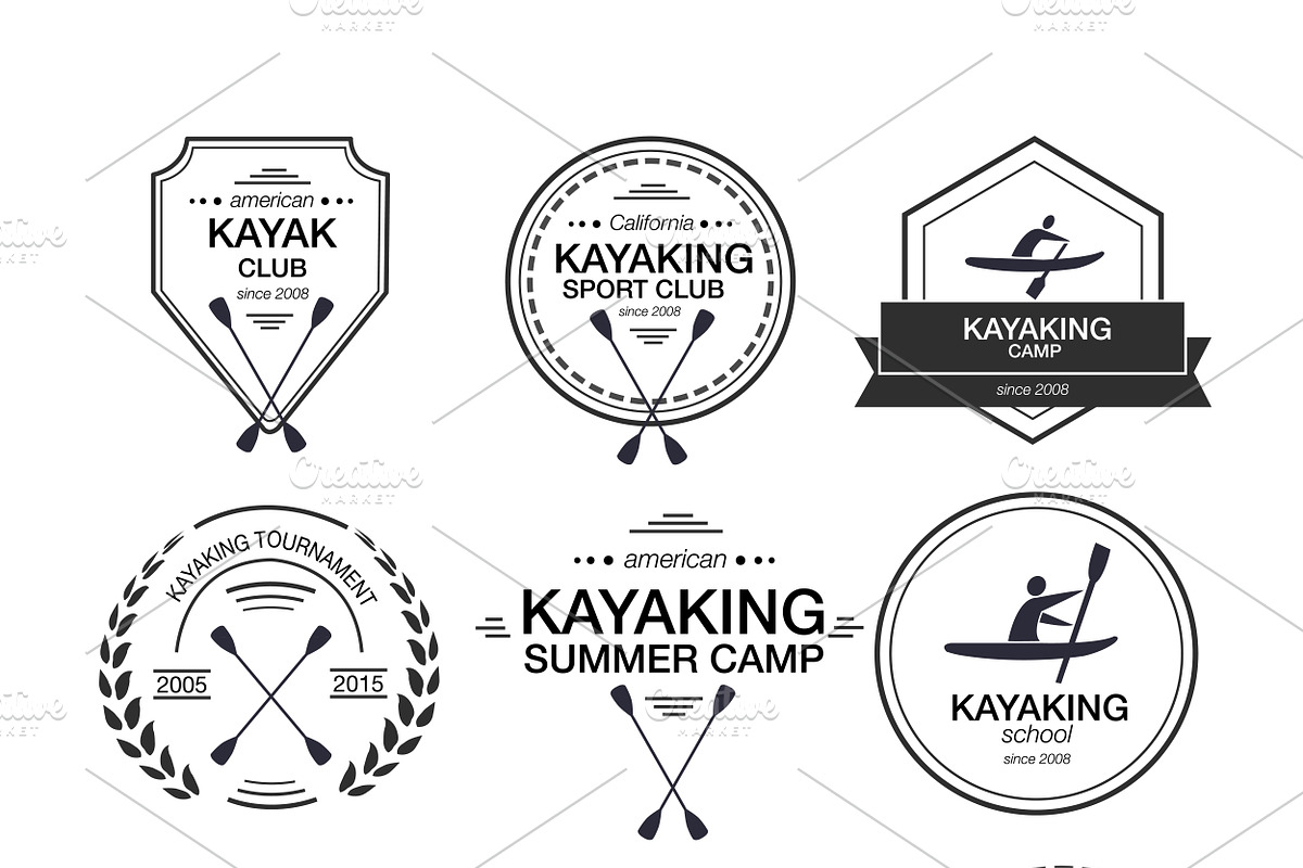 Kayak Logos & Badges Set, a Branding & Logo Template by Svetlana Kurako