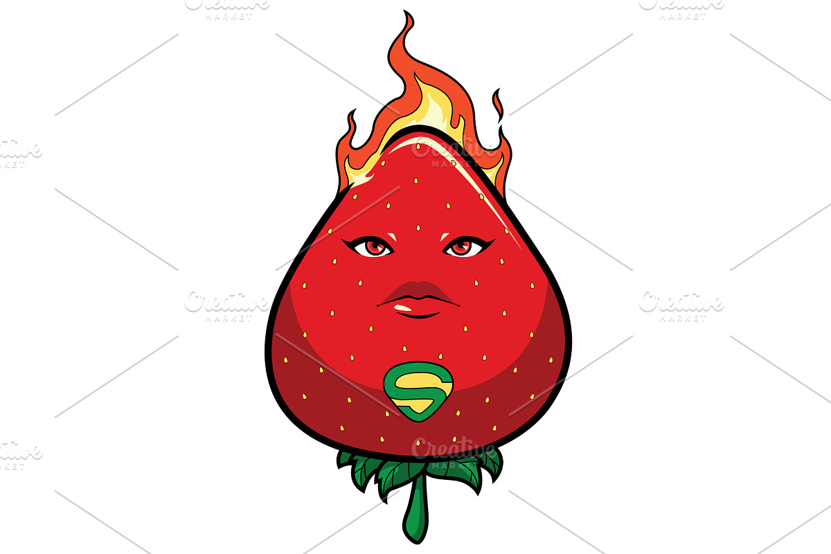 Strawberry Superhero Mascot, a Food Illustration by Malchev | Creative ...