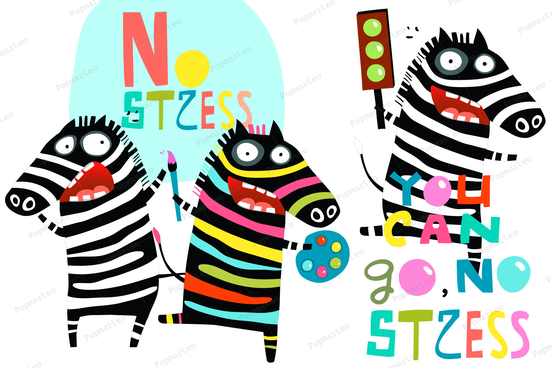 Positive Zebra Drawing No Stress, an Animal Illustration by Popmarleo Shop