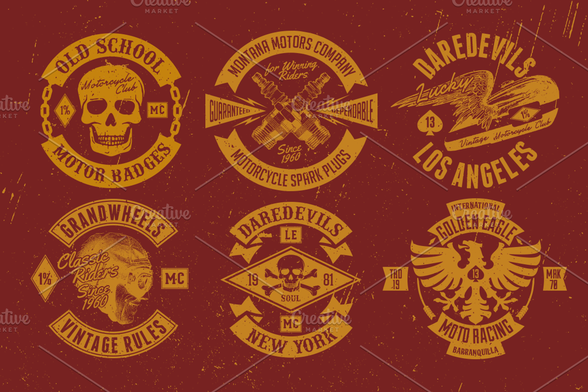 Old School Motor Badges, a Branding & Logo Template by Thundr Co.