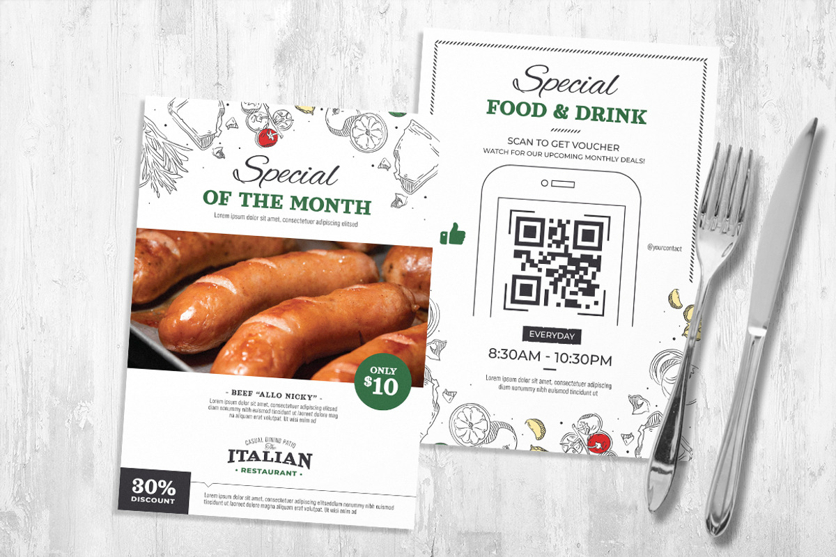 Italian Restaurant Menu Template, a Flyer Template by BrandPacks