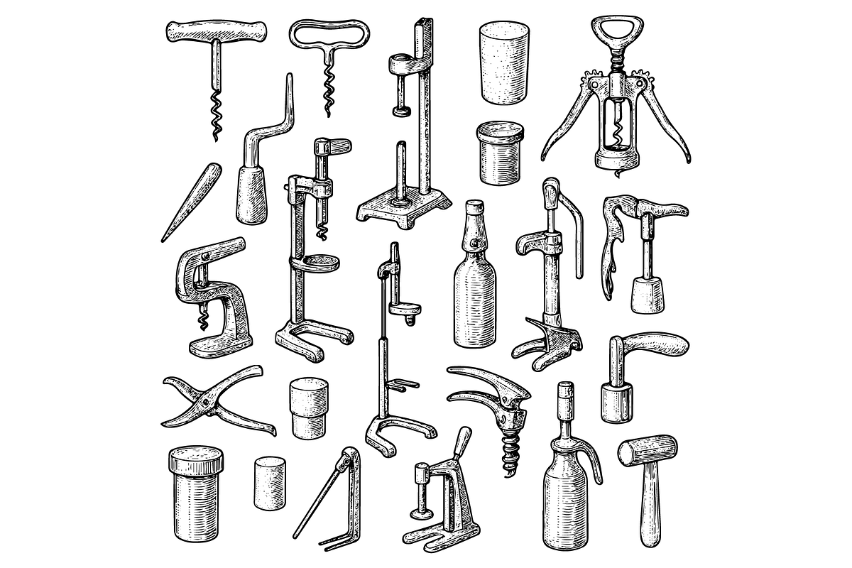 Corkscrew & Wine Opening Tools, an Object Graphic by RT Studio