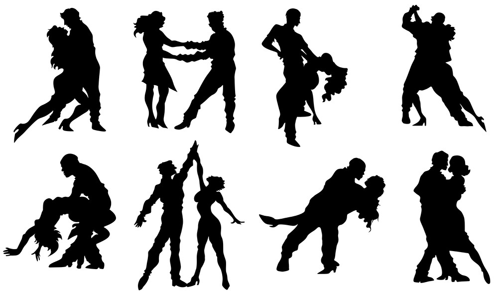 Couple Dancing Silhouettes Vectors, an Illustration by TrueMitra Designs
