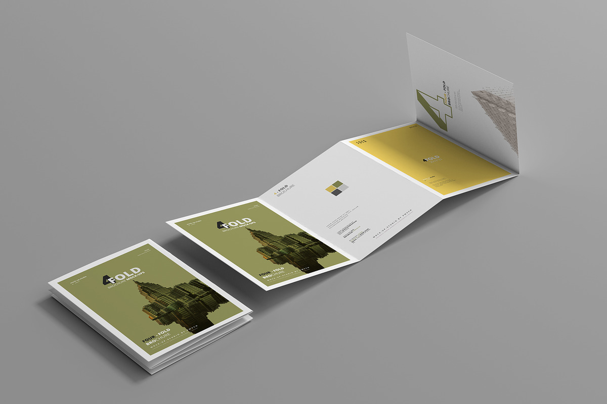 A4 Four Fold Brochure Mockups, a Print Template by pmvch