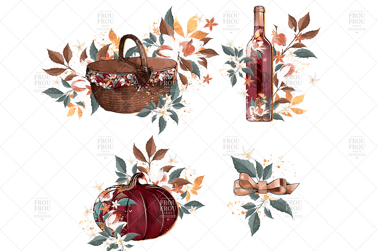 Autumn Fall Burgundy Clip Art, an Illustration by Frou Fou Craft ...