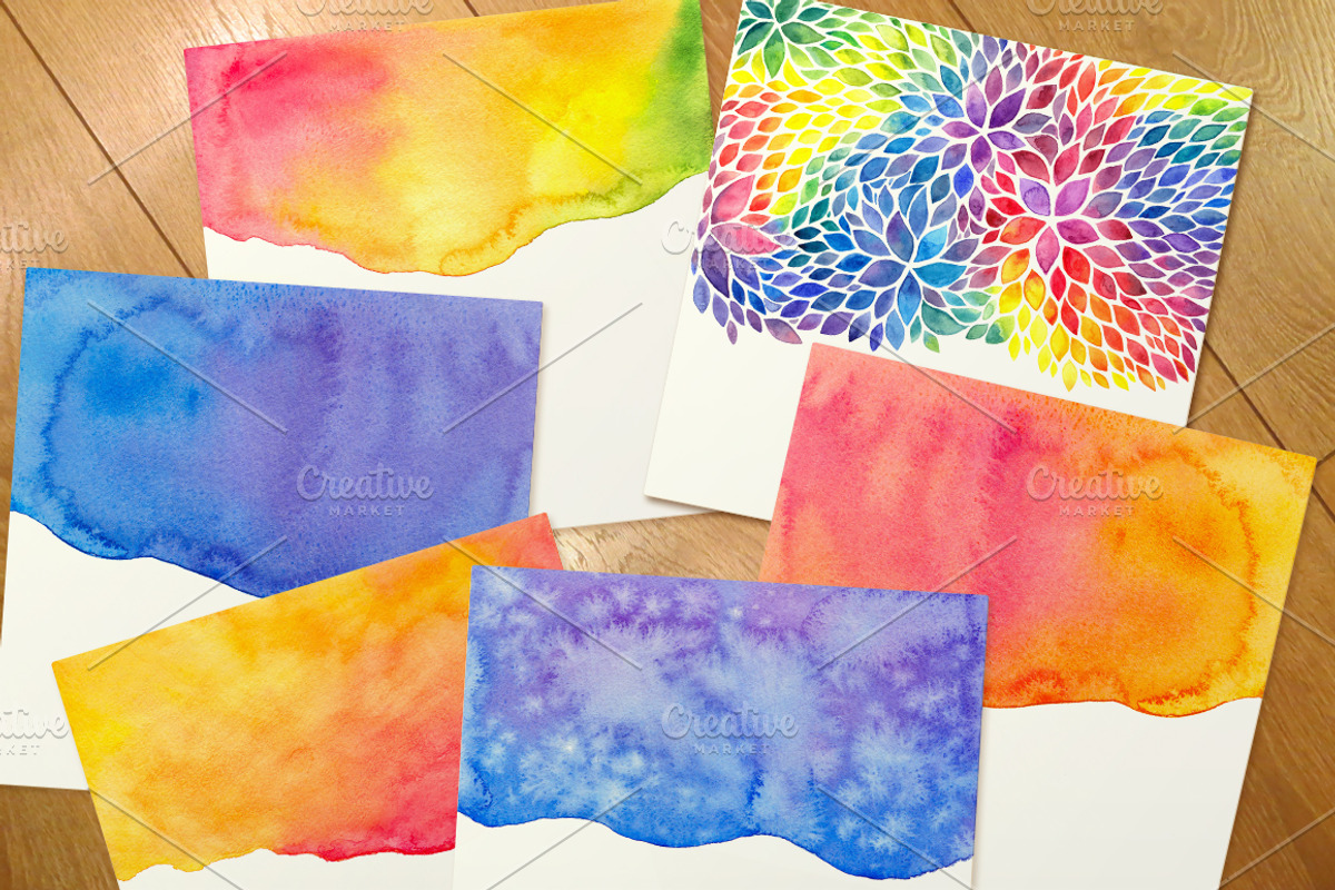 Bright watercolor backgrounds set, a Texture Graphic by Art of Sun