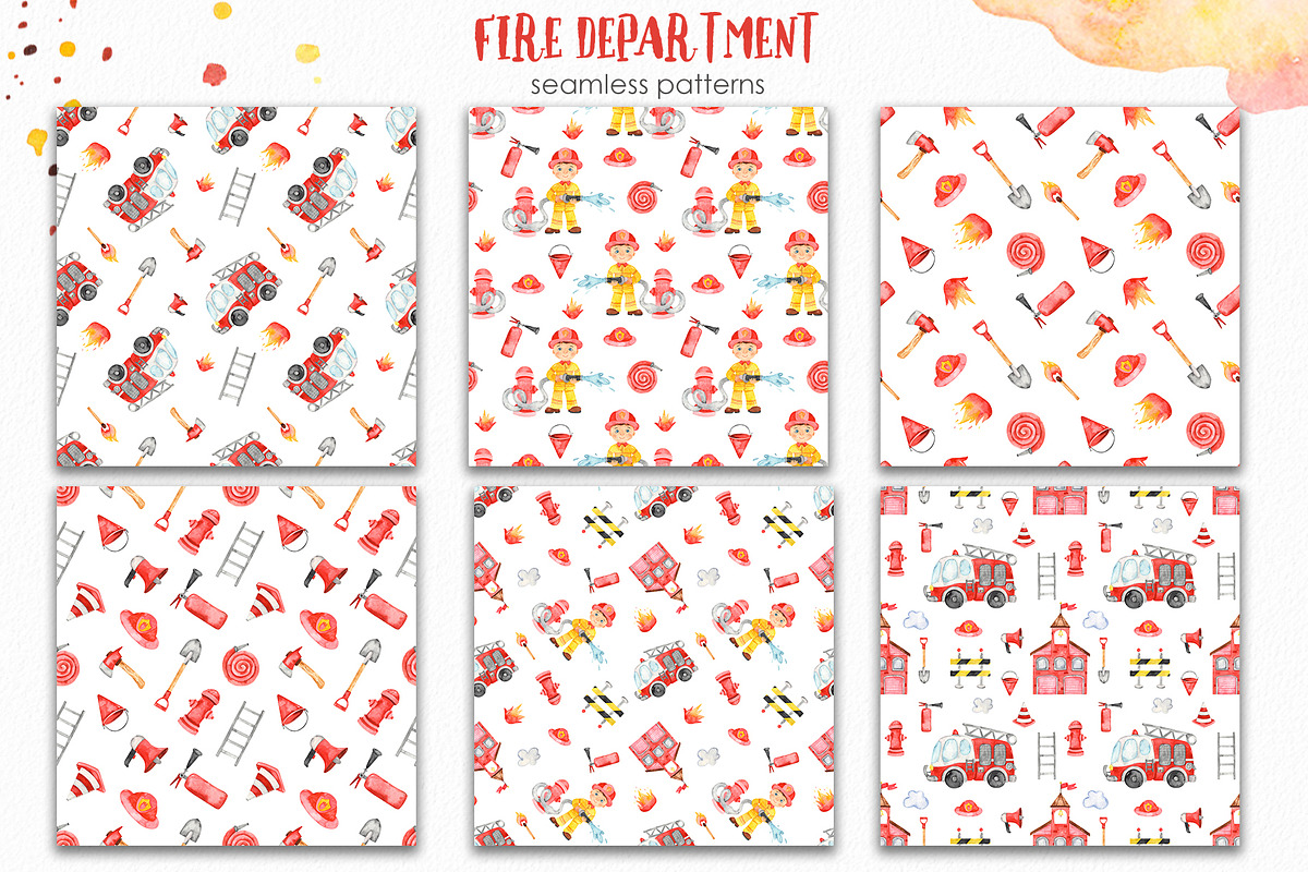 Fire Department Watercolor clipart, an Illustration by Marina Ermakova