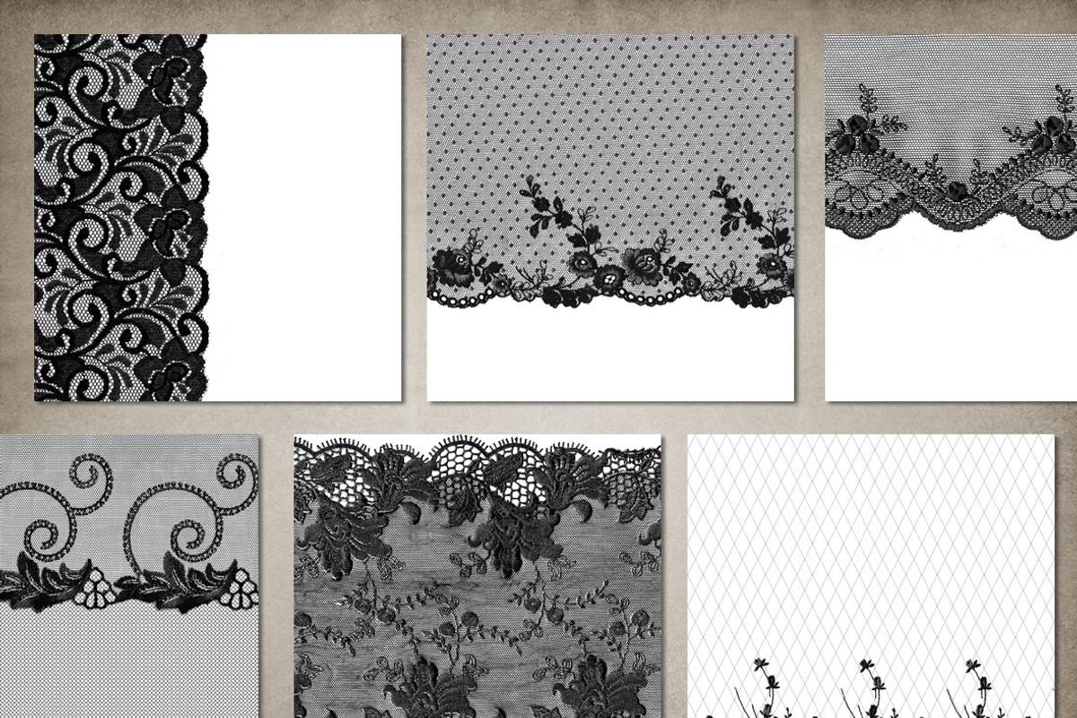 Black and White Lace Digital Paper, a Texture Graphic by Digital Curio