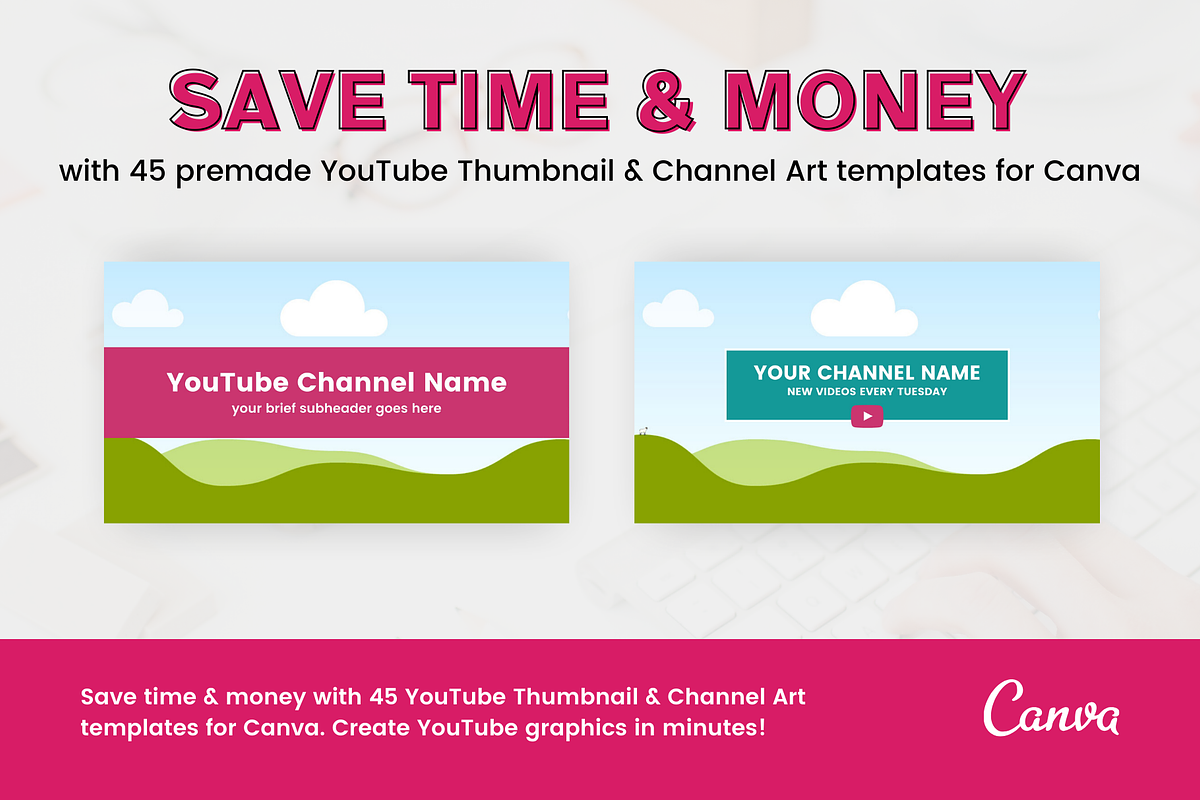 YouTube Template Bundle for Canva, a Social Media Template by Fallon Gerst