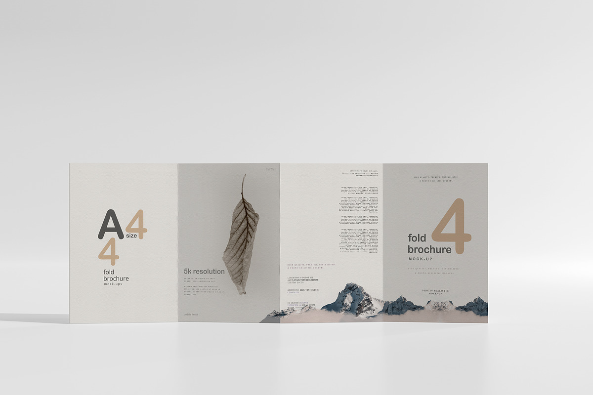 A4 Size Four Fold Brochure Mockup, a Print Template by pmvch