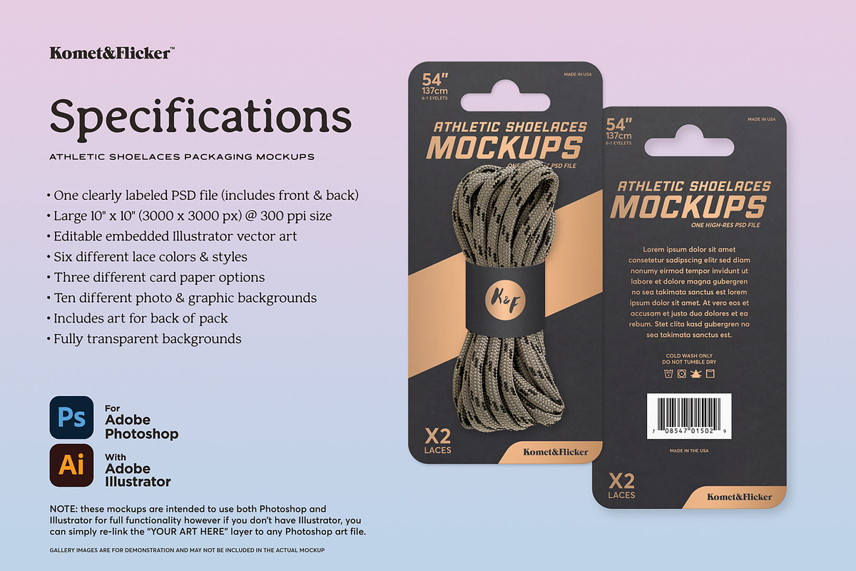 Athletic Shoelaces Packaging Mockup