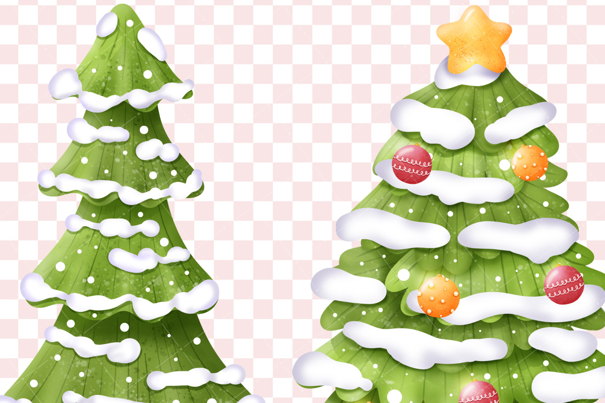 Christmas Trees Clipart Set, a Decorative Illustration by ...