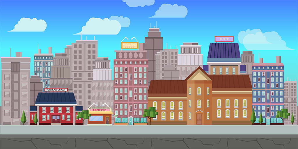 Fresh City Game Background, an Illustration by 2dvillShop