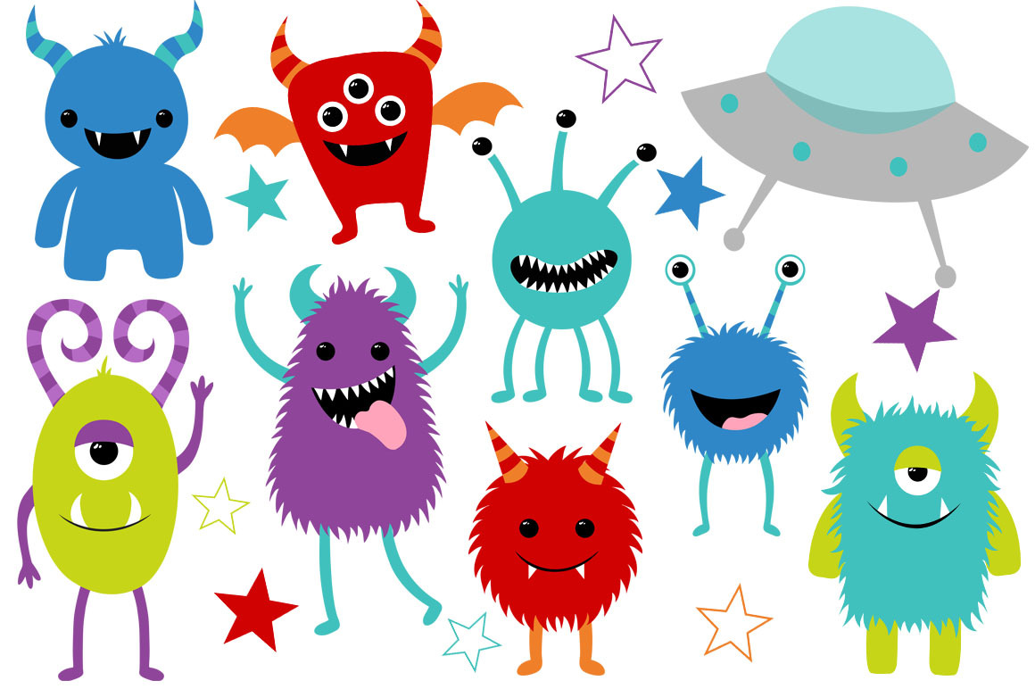 Cute Monster Clip Art Set, an Illustration by Nagore Rodriguez Design